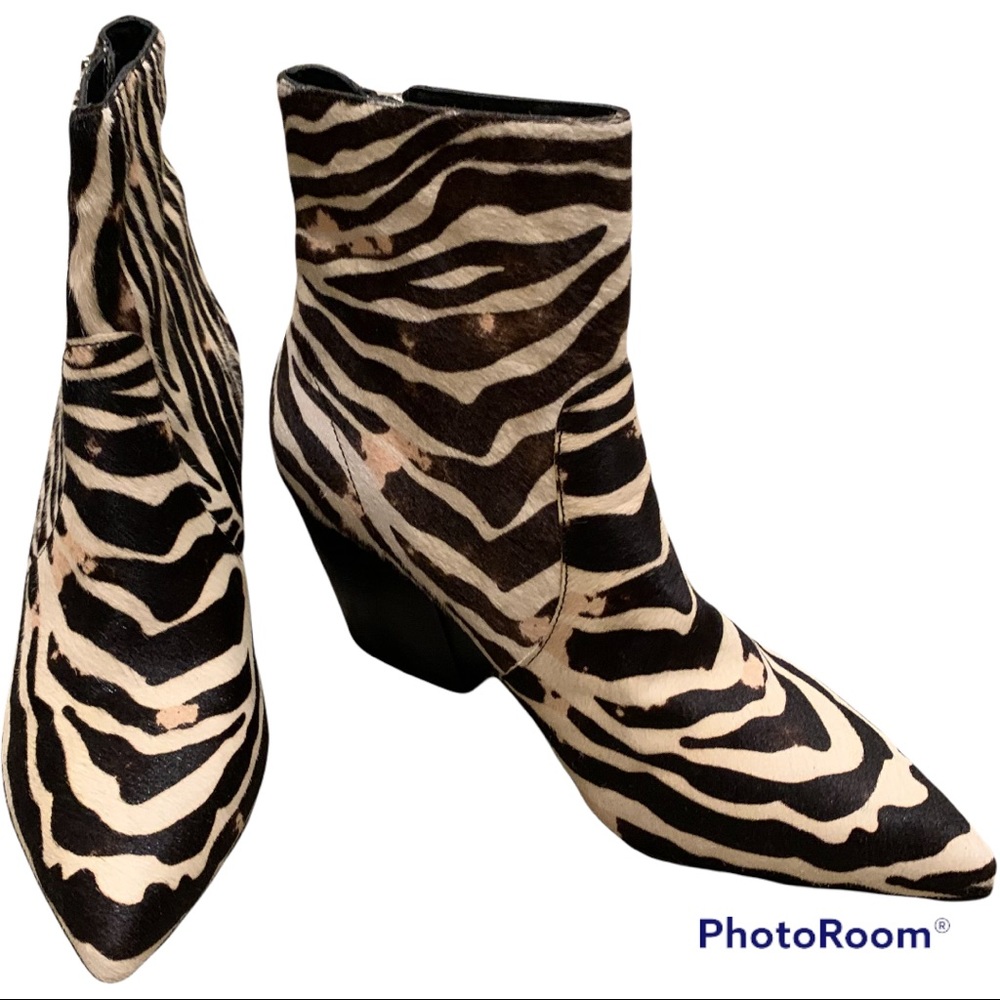 All Saints Rolene Hair Calf Zebra Print Zippered Cowb… - Gem